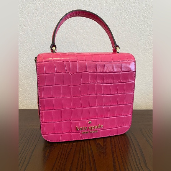 kate spade | Bags | Kate Spade Hot Pink Crocodile Mini Purse With ...